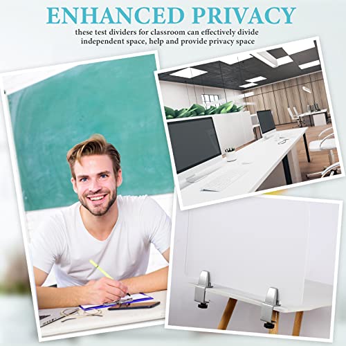Crtiin 2 Pcs 23 x 18 Inch Desk Divider for Office Privacy Partitions Students Desk Folders Boards Shields Clamp on Privacy Divider Panel Acrylic Noise Reducing for Office Desktop Classroom