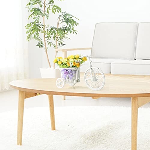 DAMEING Bicycle Artificial Flower Tricycle Flower Basket Garden Nostalgic Bicycle Artificial Flower Decor Plant Stand Mini Bicycle Flower Stand for Home Wedding Decoration