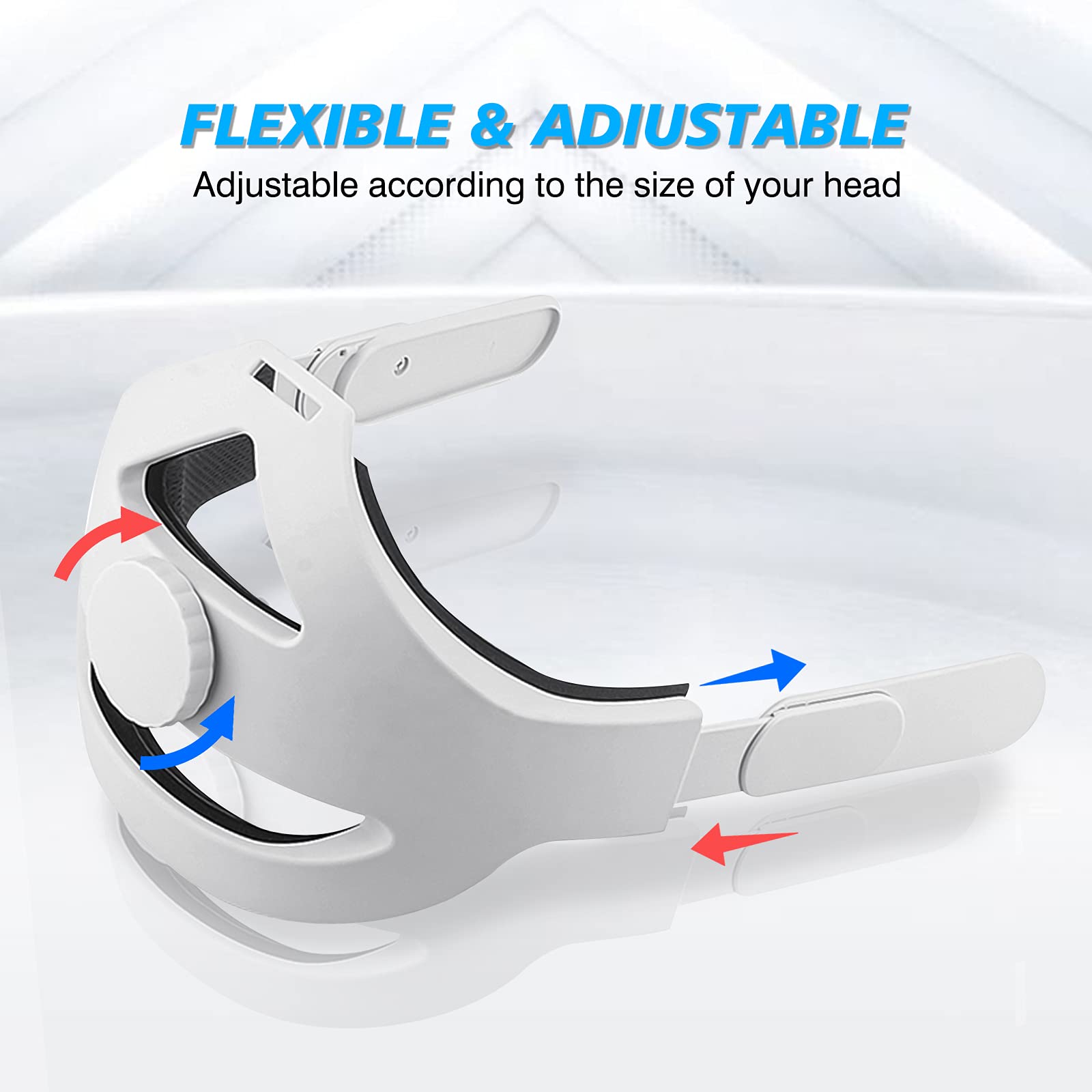 DLseego 2 Elite Strap Quest Headset, Adjustable Head Strap Headband Replacement for Oculus Enhanced Support and Reduce Head Pressure in VR -White