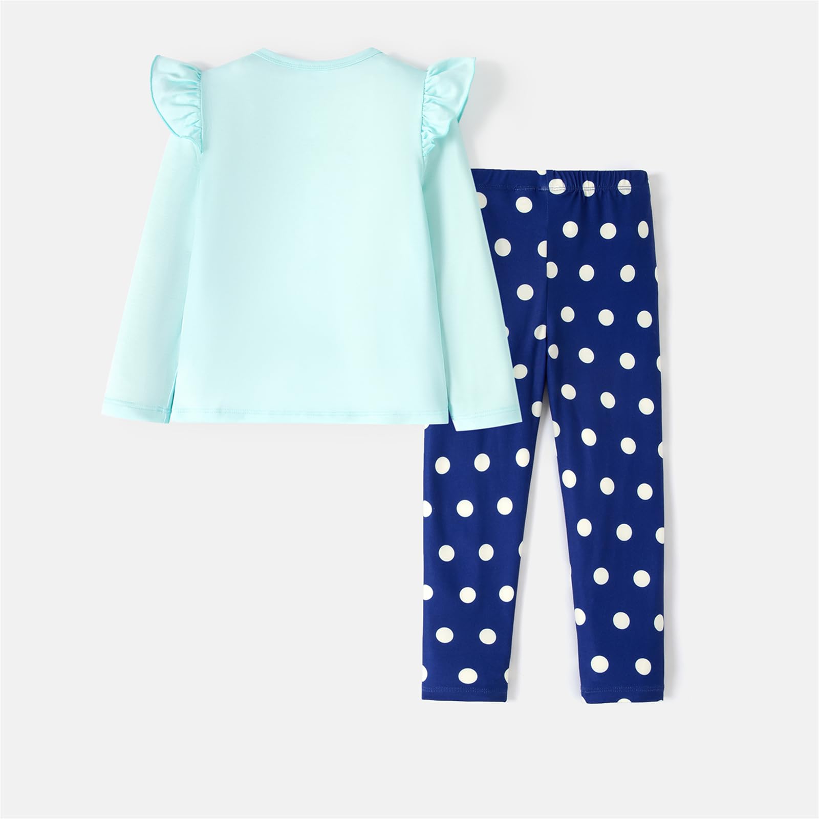 Disney Princess 2PCS Toddler Girls Outfits Ruffled Sleeves Sweatshirt and Leggings Outfit Set Deep Blue 5-6 Years