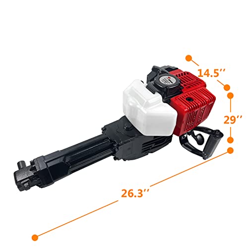 Gas Powered Demolition Jack Hammer 52 cc, JACKCHEN 2 Stroke Gasoline Concrete Breaker with 2 Chisels, 7000RPM and 55J, Designed For Heavy Concrete And Metalworking Projects