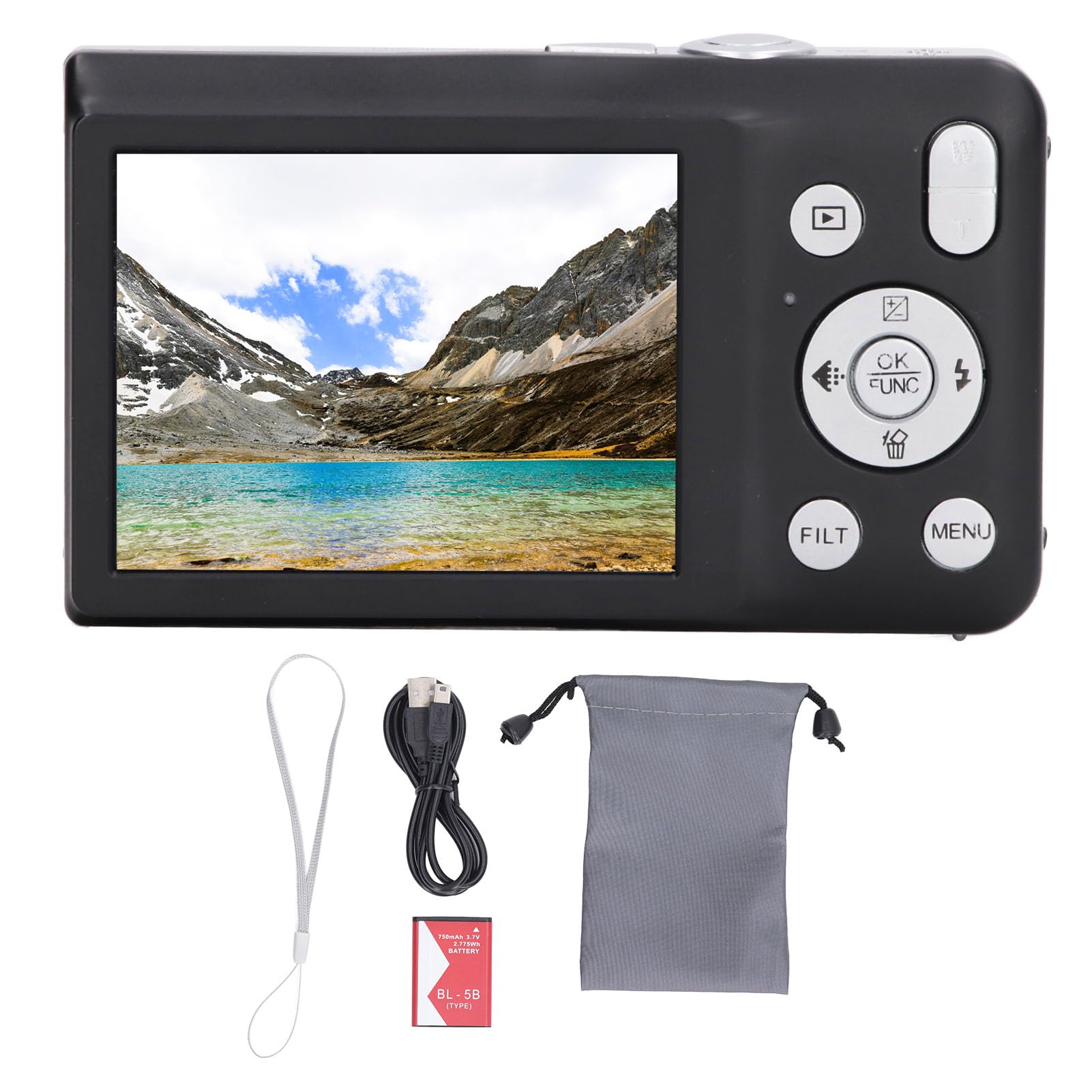 Digital Camera, FHD 8K 68MP Vlogging Camera with 2.7 inch HD Screen, 16X Digital Zoom, Portable Video Camera for Travel, Compact Point and Shoot Camera for Student, Beginner