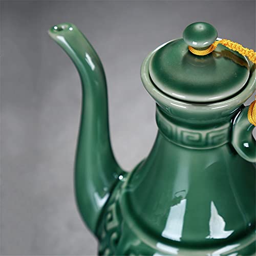DCOT Ceramic Wine Set Flagon, White Wine Glass, Celadon, Antique Mug, Tripod, Wine Cup, Wine Dispenser Gift (Color : E)