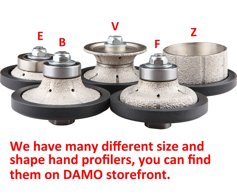 DAMO 1/2 inch Demi Bullnose Half Bullnose Roundover Medium Diamond Hand Profiler Router Bit Profile Wheel with 5/8-11 Thread for Granite Concrete Marble Countertop Edge …