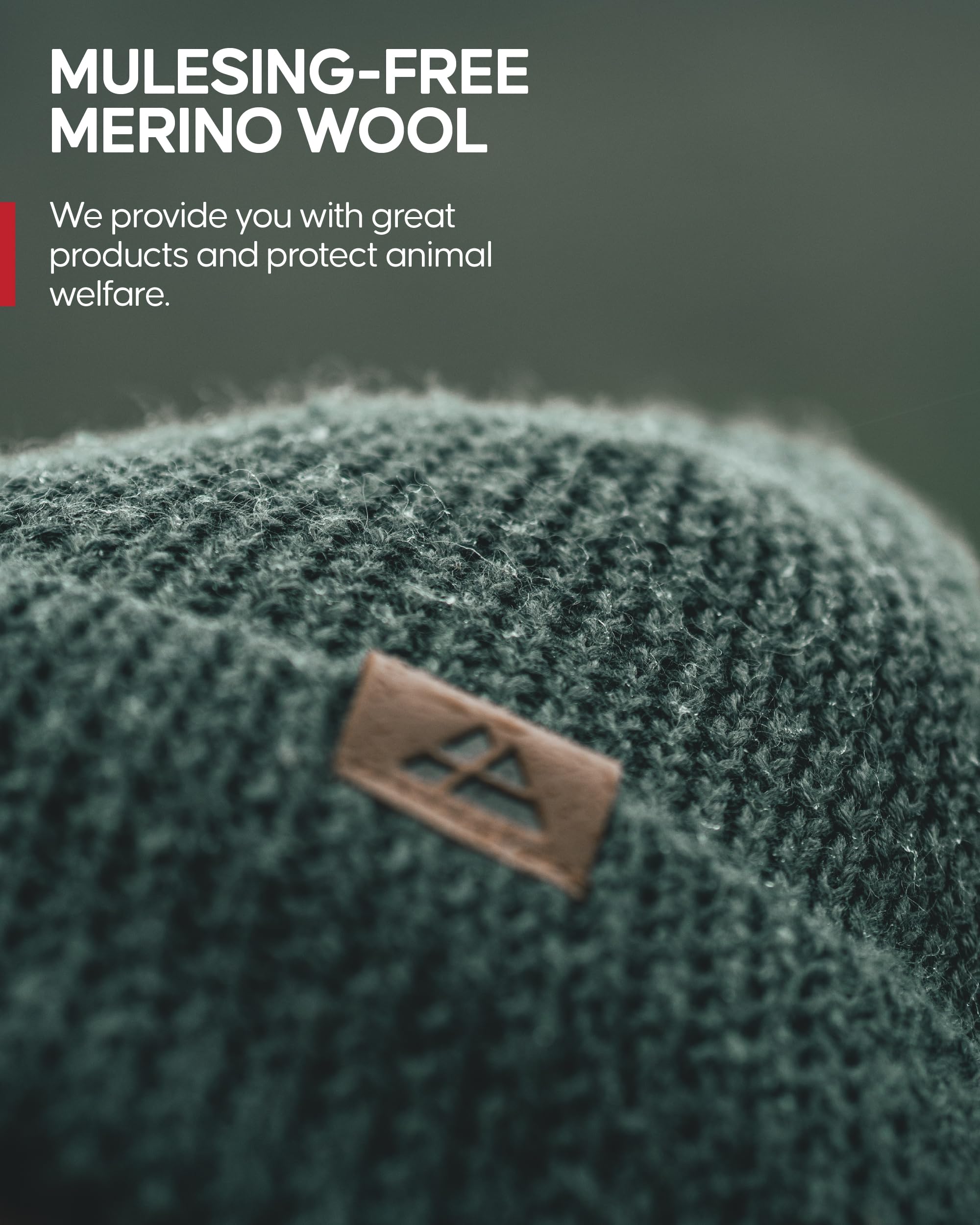 DANISH ENDURANCE Merino Wool Beanie for Men & Women, Knitted Winter Hat, Black, One Size