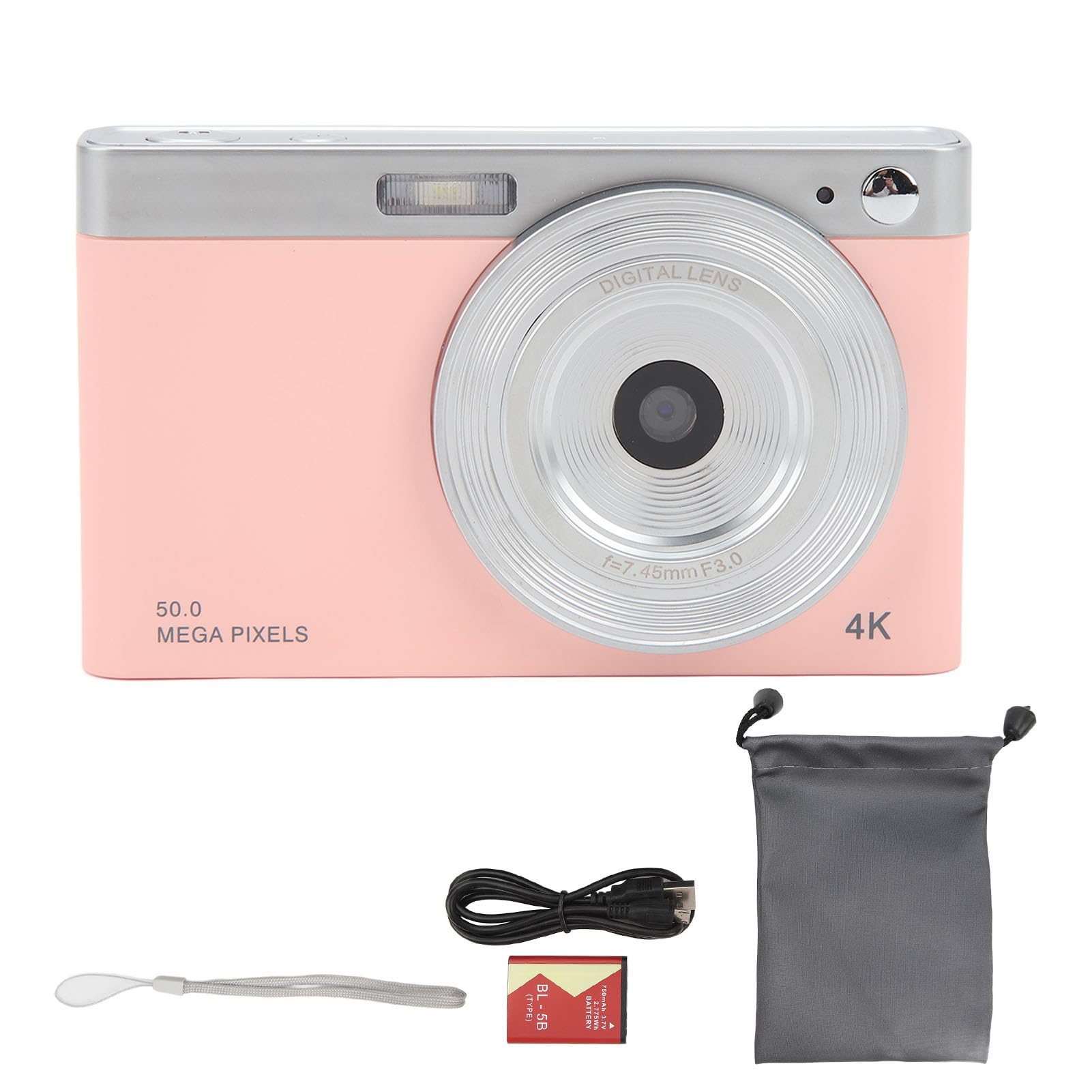 Digital Camera, 4K 50MP Vlogging Camera with 2.88inch IPS Screen, 16X Digital Zoom, Anti Shaking, Built in Fill Light, Compact Point and Shoot Camera for Students Teens Adults