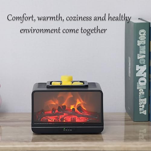 MeplLivs Dynamic Flame Fireplace Electric Wax Melt Warmer PTC Heating Plate Monochromatic Wax Burner Fragrance Wax Warmer for Home Office Gifts & Decor(Black)