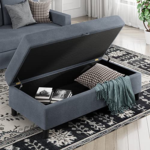 JY QAQA Convertible Sectional Sofa Couch with Long Storage Ottoman,L-Shaped Modular Couch with Modern Linen Fabric Wide Reversible Chaise for Small Space