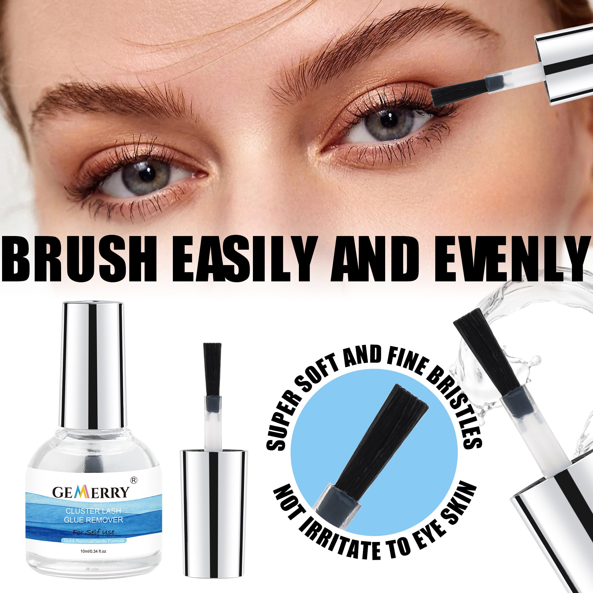 Eyelash Extension Remover GEMERRY 10ml Professional Eyelash Glue Remover Gel Lash Remover for Lash Extensions Fast Removing Clear Eyelash Adhesive Remover