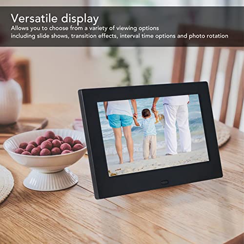 Digital Picture Frame, Background Music Digital Photo Frame HD 1080P 7 Inch Calendar Function for Party (US Plug)