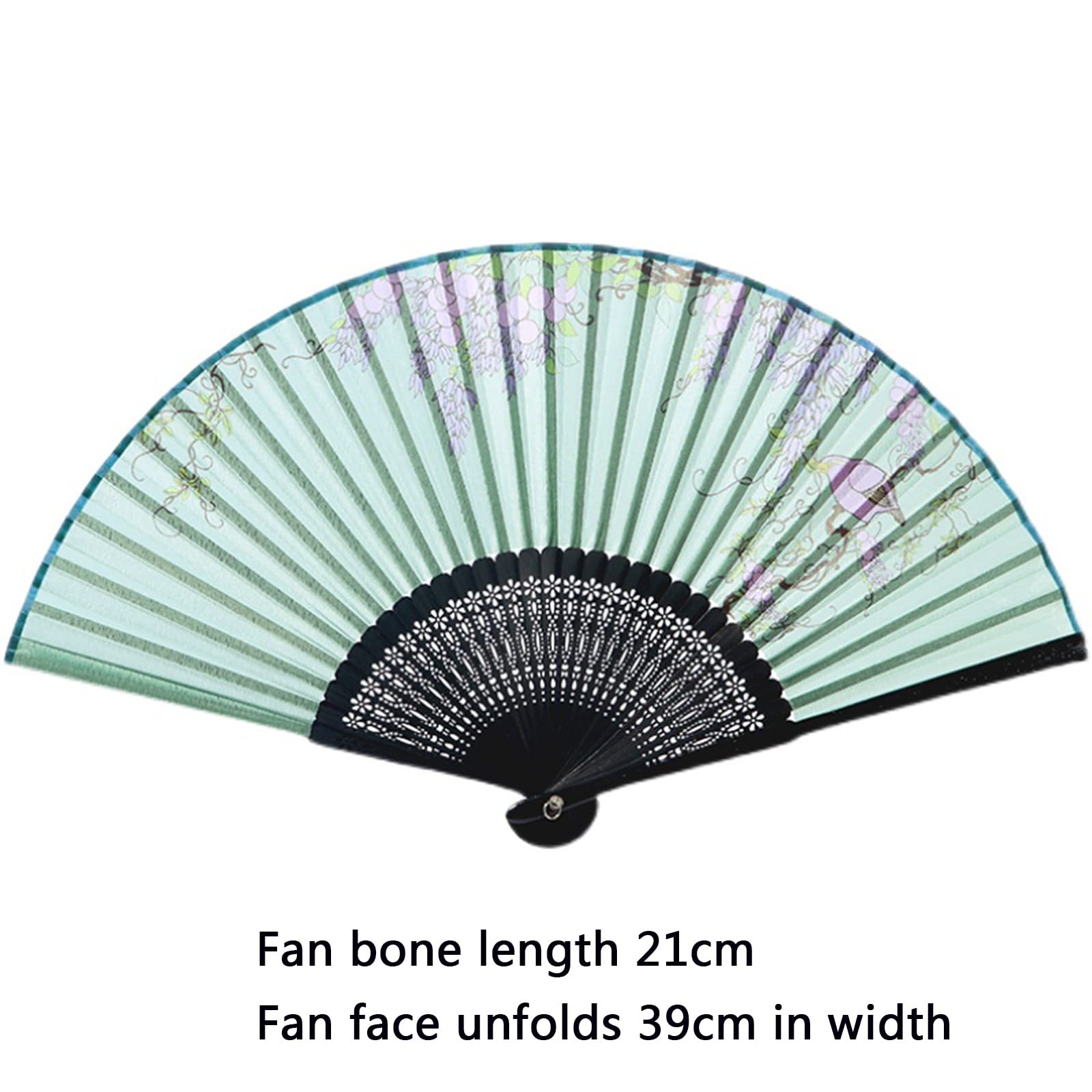 ERTUO Hand Folding Fan Bamboo Handheld Folding Fan Chinese Gift Hanfu Cheongsam Matching (Wisteria Flowers and Birds)
