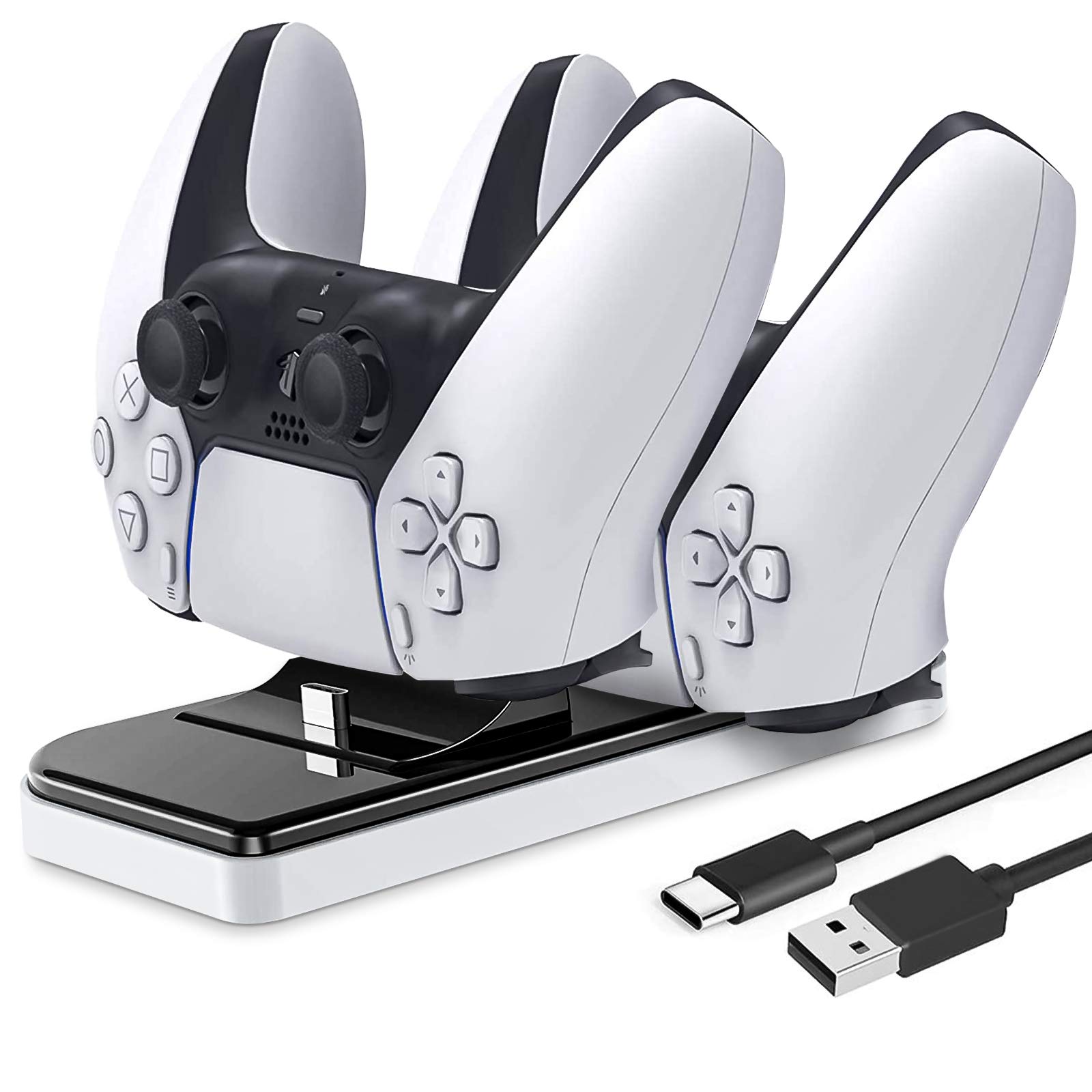 DLseego PS5 Controller Charger Compatible for Playstation 5 Controller, Newest Version Slim Portable USB Charger Charging Docking Station Stand - White