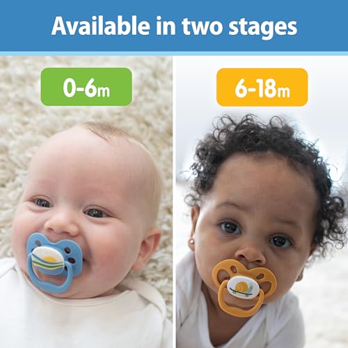 Dr. Brown's Advantage Baby Pacifier, Fully Symmetrical Soother with Soft Silicone Bulb, 0-6m, BPA Free, Lavender Love, 2 Pack (Style May Vary)
