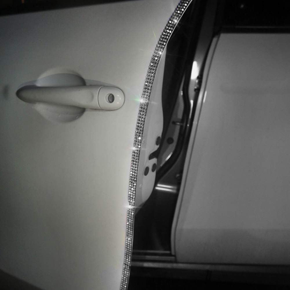 eing Door Edge Anti-Scratch Sticker Door Crash Bumper Crystal Bling Protection Tape Rubber Strip Car Door Protector/ Guard,90cm/35.4" Each One,4Pack/Set,White
