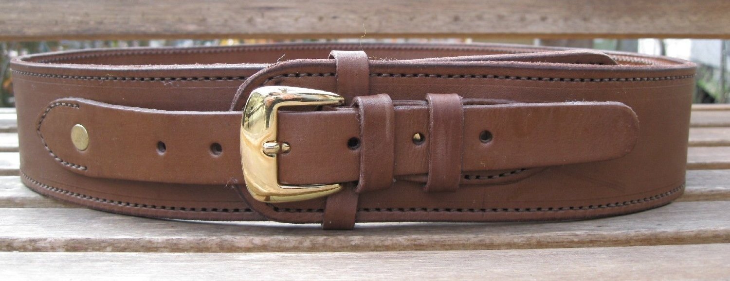 Country Western USA Brown Genuine Leather .45 Caliber Cartridge Gun Belt (42)