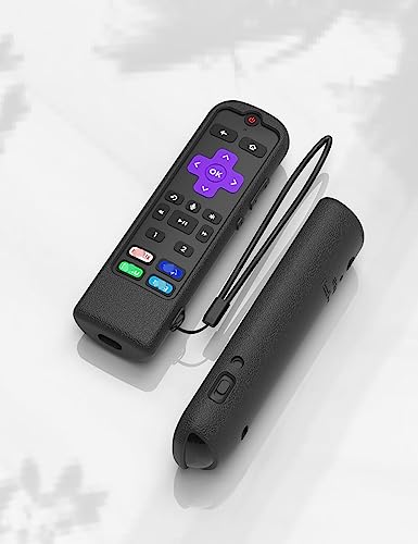 Silicone Remote Case for Roku Voice Remote Pro/RCS01R Universal Shockproof Protective Cover for Roku Ultra(2022/2021/2020/2019) Sleeve Skin with Lanyard for Roku Streaming Stick 4K+ Remote(Black)