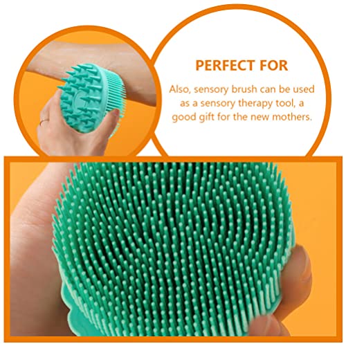 Silicone Sensory Brush Scalp Scrubber Silicone BER Dual-Sided Bath Shower Loofah Shampoo Scalp Brush Massager Body Cleansing Brush for Gentle Exfoliation Massage Scalp Scrub