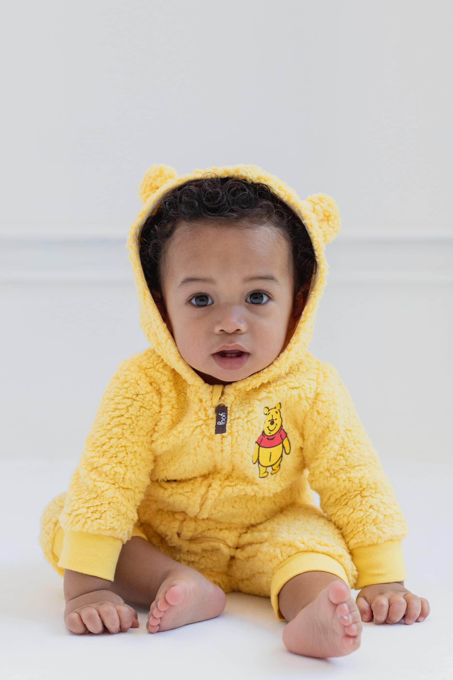 Disney Winnie the Pooh Newborn Baby Boys Zip Up Coverall Yellow Newborn