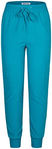Minty Mint Women's Lightweight Durable Solid 4-way Stretch Medical Uniform Scrub Set V Neck Top Cargo Tapered Jogger Pants Nurse Veterinarian LvE3A Grey L