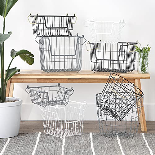 DII Metal Wire Mesh Stackable Utility Storage Bin, Small, 11x11x6, Black