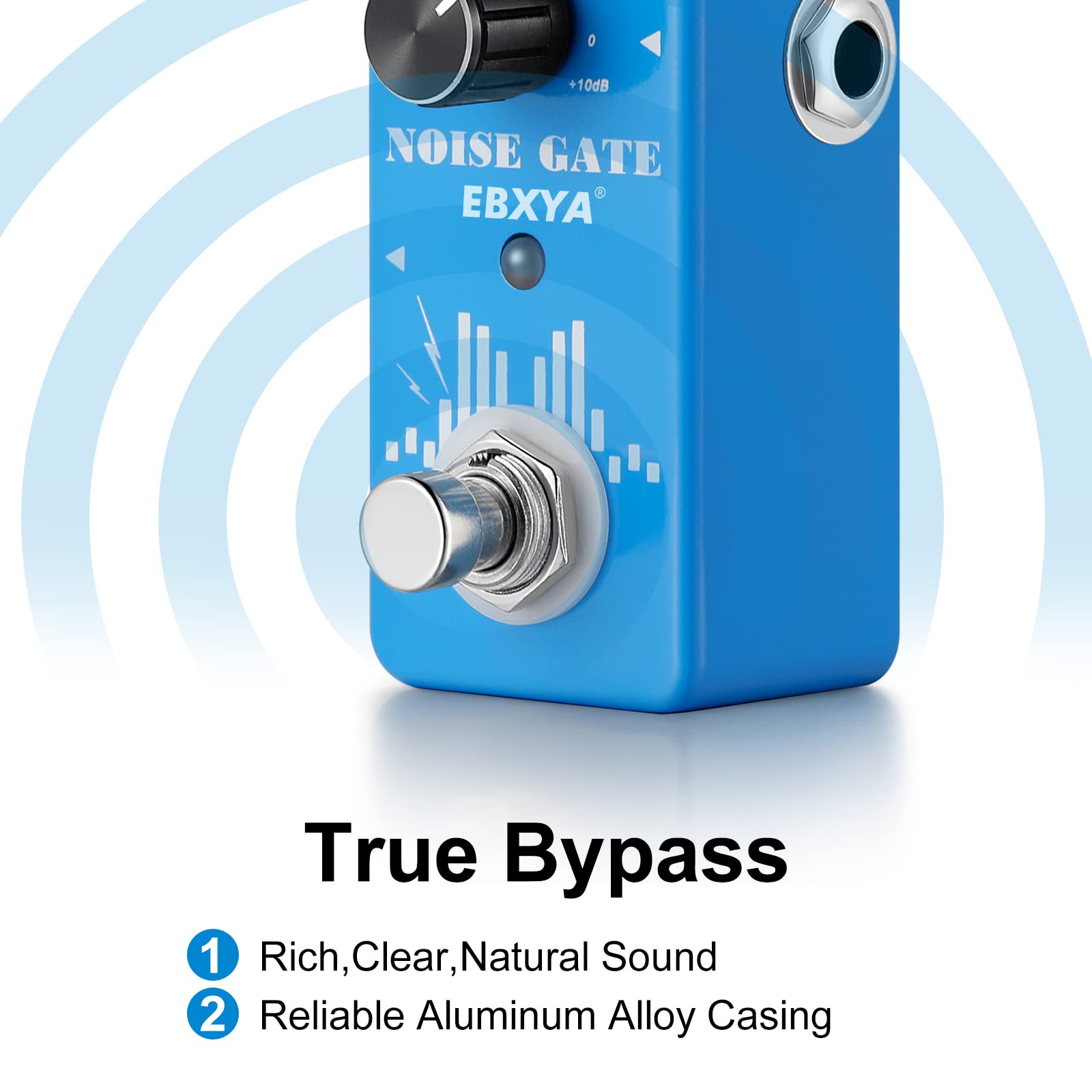 EBXYA Guitar Tuner Pedal, Mini Distortion Guitar pedals with 2 Noise Reducing Modes, Looper Effects Pedal Gate with True Bypass for Electric Guitar, Bass(Sky Blue)