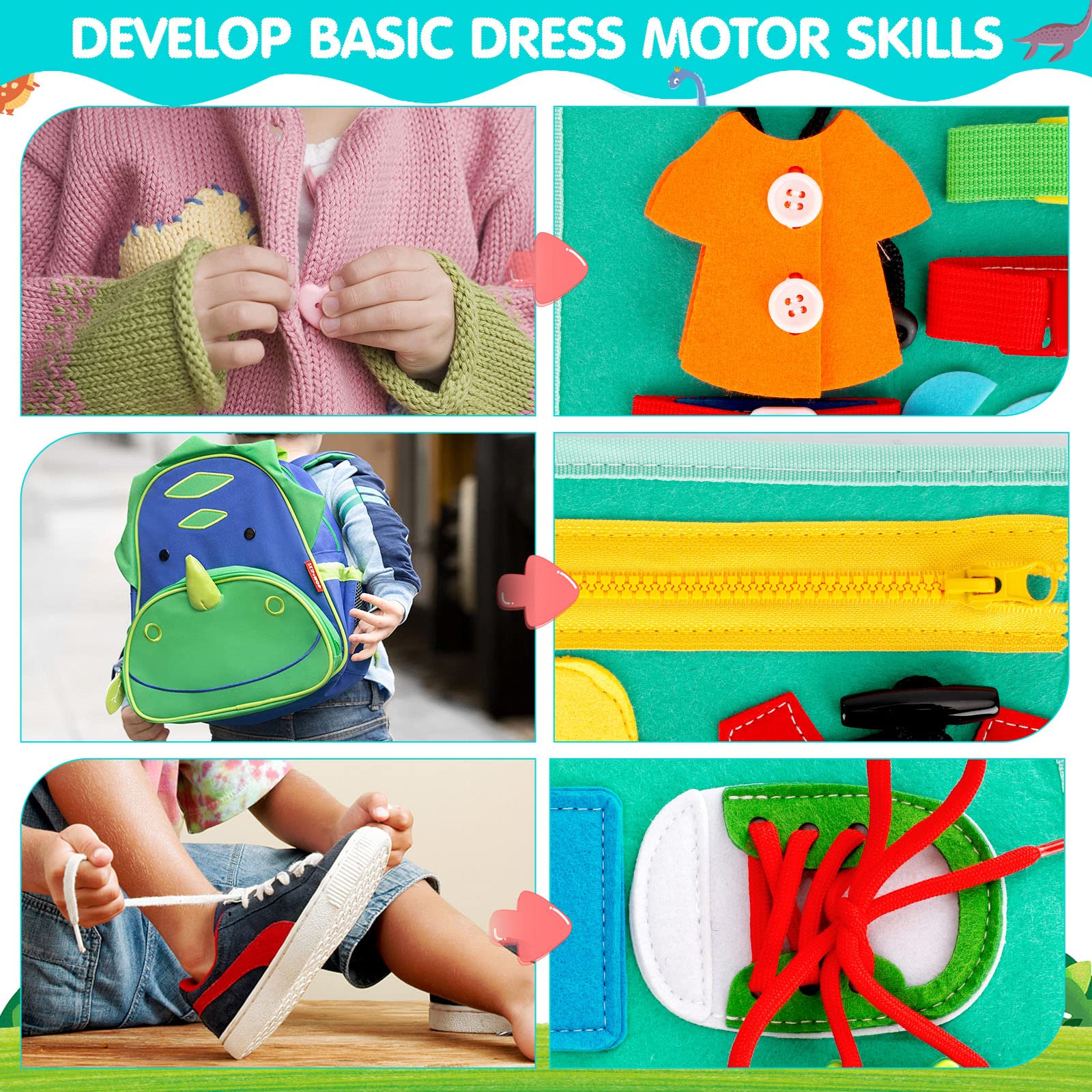 ezdoit Busy Board Montessori Toy Sensory Board for Toddlers Preshool Educational Activity Travel Toy Gift for 3 4 5 Years Old Boys Girls