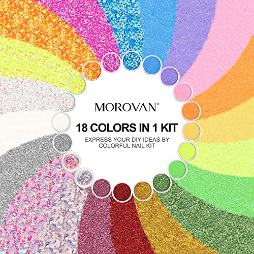 Morovan Poly Gel Nail Kit: Glitter Clear Poly Gel Nail Kit Starter Kit 18 Colors Poly Gel Nail Kit with U V Lamp DIY Poly Gel Kit with U V Light Nail Extension Kit