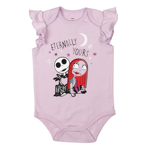 Disney Nightmare Before Christmas Jack Skellington Sally Newborn Baby Girls 5 Pack Cuddly Short Sleeve Baby Bodysuits Multicolor