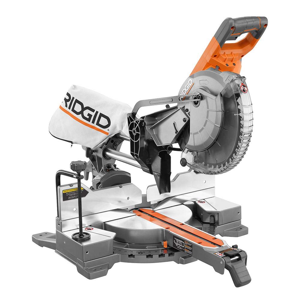 Ridgid R4210 15 Amp 10 Inch Corded Dual Bevel Sliding Miter Saw with 70ยฐ Miter Capacity