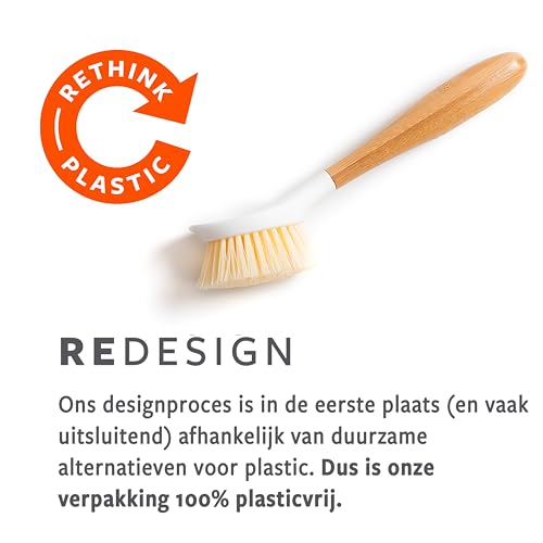 Full Circle The Ring Bamboo Vegetable and Fruit Cleaning Brush - A Versatile Scrubber for Food, Including Potatoes, Mushrooms, and Veggies with Recycled Bristles and Handle