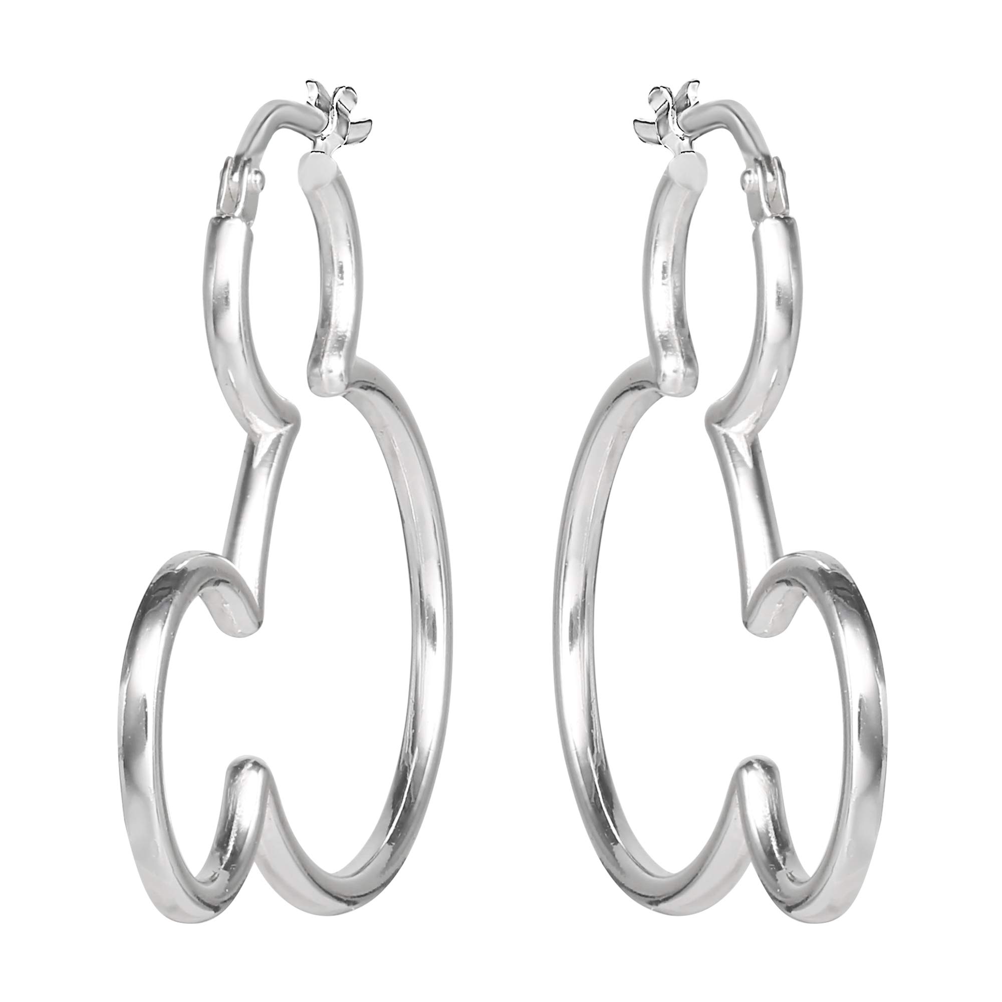 Disney Womens Mickey Mouse Outline Hoop Earrings - Mickey Mouse Earrings - Disney Sterling Silver Hoop Earrings