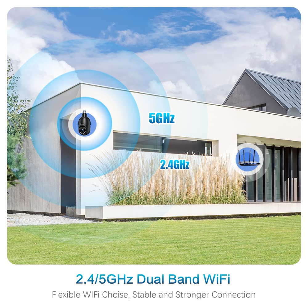 Ctronics 2.5K 4MP Light Bulb Security Camera, 2.4/5GHz WiFi Indoor/Outdoor Camera, 355° PTZ IP Surveillance Camera Wireless for Home Security, Human Detection, Auto Tracking, Color Night Vision