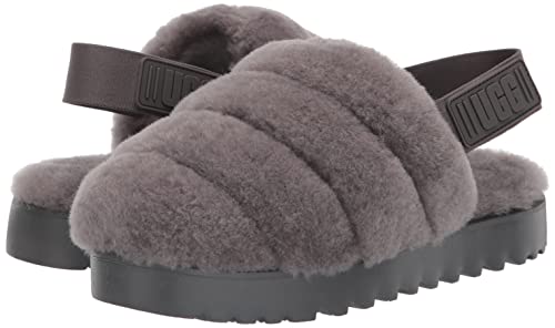UGG Women's Super Fluff Slipper, Charcoal, 10