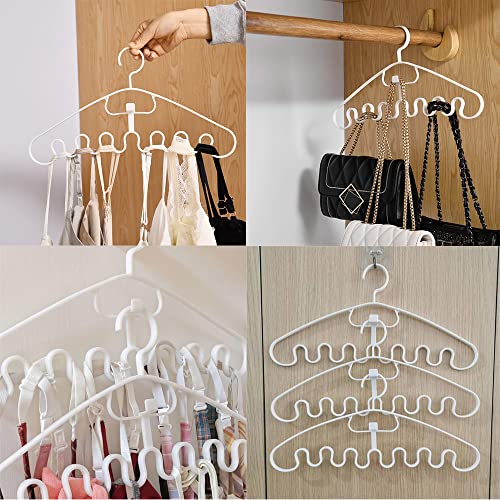 Wave Pattern Hanger, Multifunctional Magic Wave Pattern Stackable Hanger, 8 Slots Non Slip Stackable Space Saver Closet Organization Hangers for Bra Top Camisole (White,5PCS)