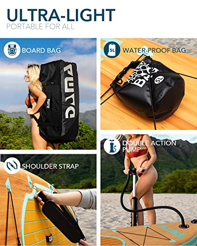DAMA 10'6"x32"x6" Inflatable Paddle Board, sup Board, Paddleboard w/Camera Seat, Floating Paddle, Hand Pump, Board Carrier, Waterproof Bag, Drop Stitch, Traveling Board for Surfing