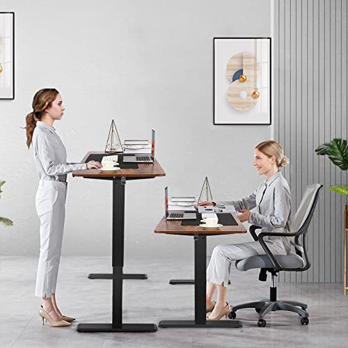 farexon Electric Standing Desk Adjustable Height, 48x 24 Inches Sit Stand Up Computer Desk with Double Metal Hook,4 Memory Preset Heights, 27''-45'' Lifting Range for Home/Office,Vintage Brown