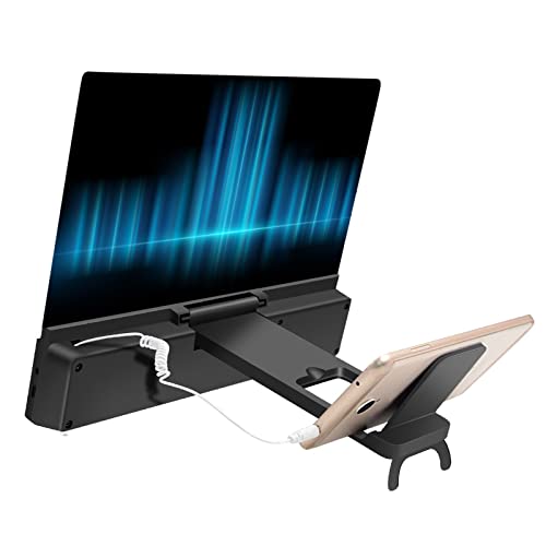 Kadlawus Magnifier Phone Screen Projector - 12 Inch Portable Audio Mobile Phone Screen Amplifier with Audio Anti-Blue Light Ultra Slear Screen Mobile Phone Magnifier