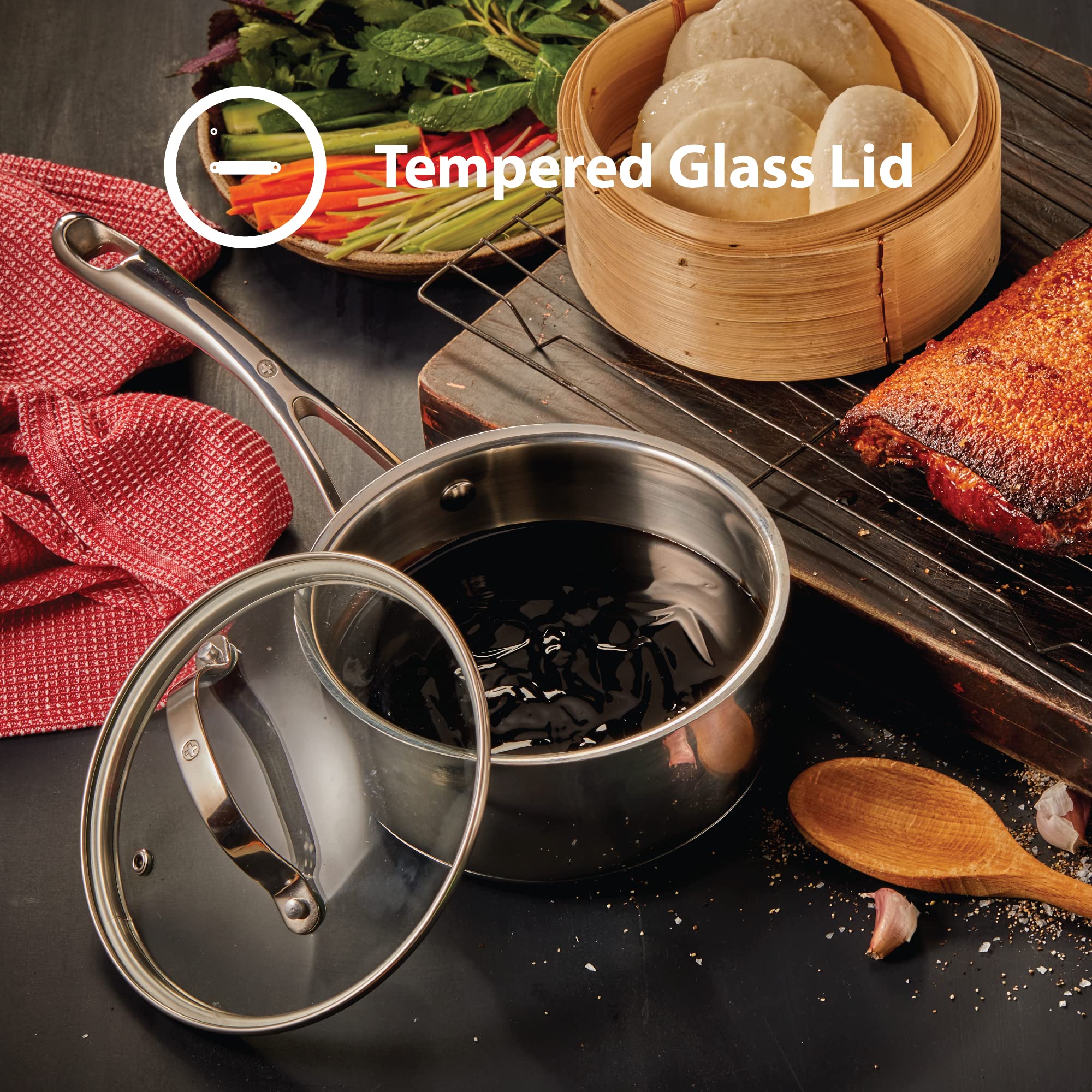 Swiss Diamond Stainless Steel 5.3 Quart Dutch Oven with Lid β Professional Cooking, Soup, & Stock Pot Evenly Distributes Heat β Oven- & Dishwasher-Safe, Mirror Finish