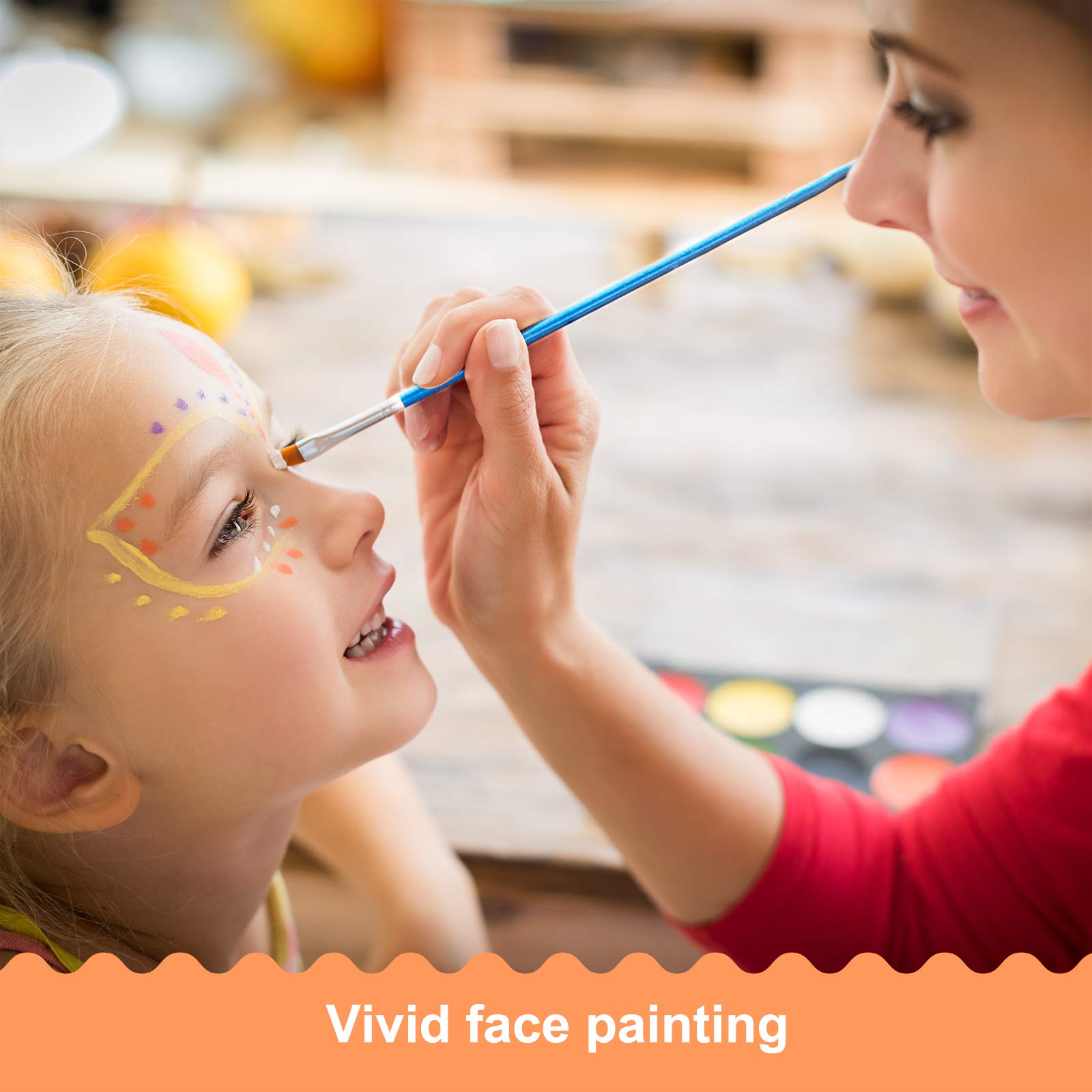 Face Paint Kit for Kids - 50 Stencils, ENJSD Halloween Makeup Kit 18 Large Water Based Paints, 2 Hair Chalks 3 Eyeshadow Sticks, Professional Face Paint Palette, Safe for Sensitive Skin
