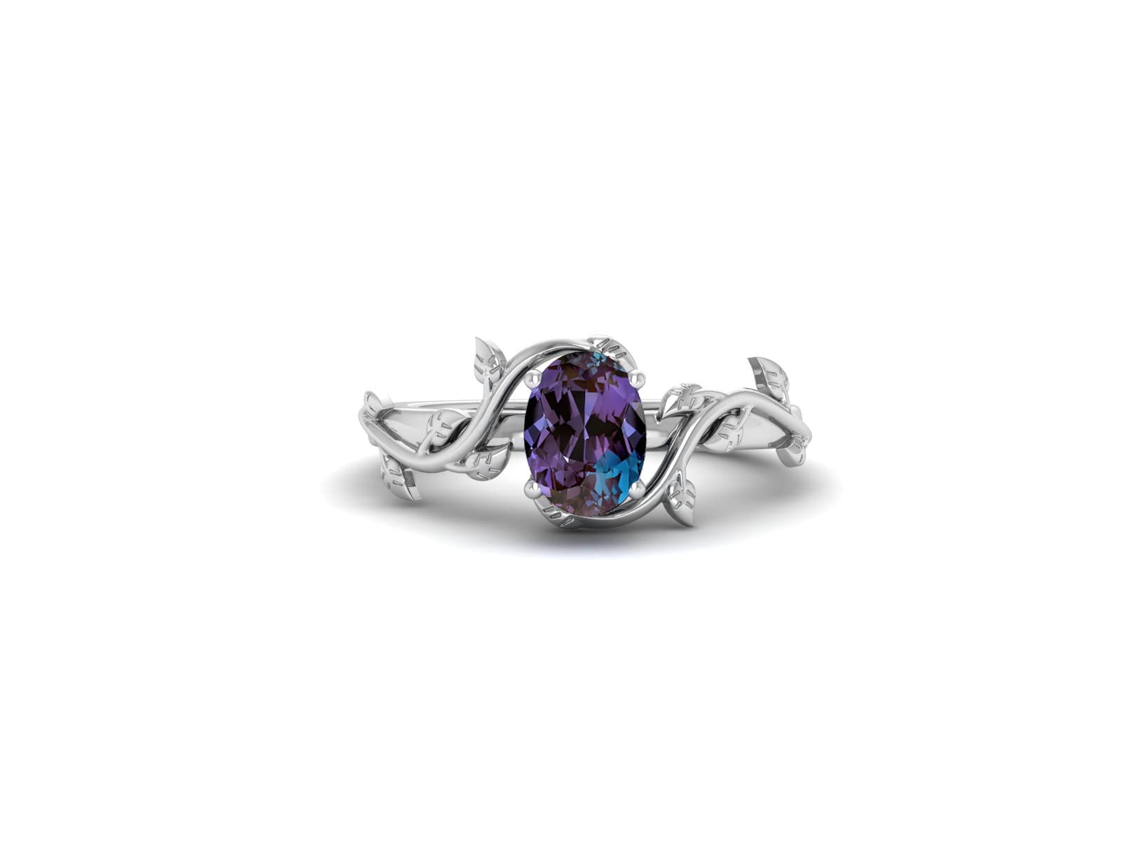 Foreverblings 925 sterling silver Alexandrite ring color changing ring twig ring branches vine ring leaf ring engagement ring for women (8)