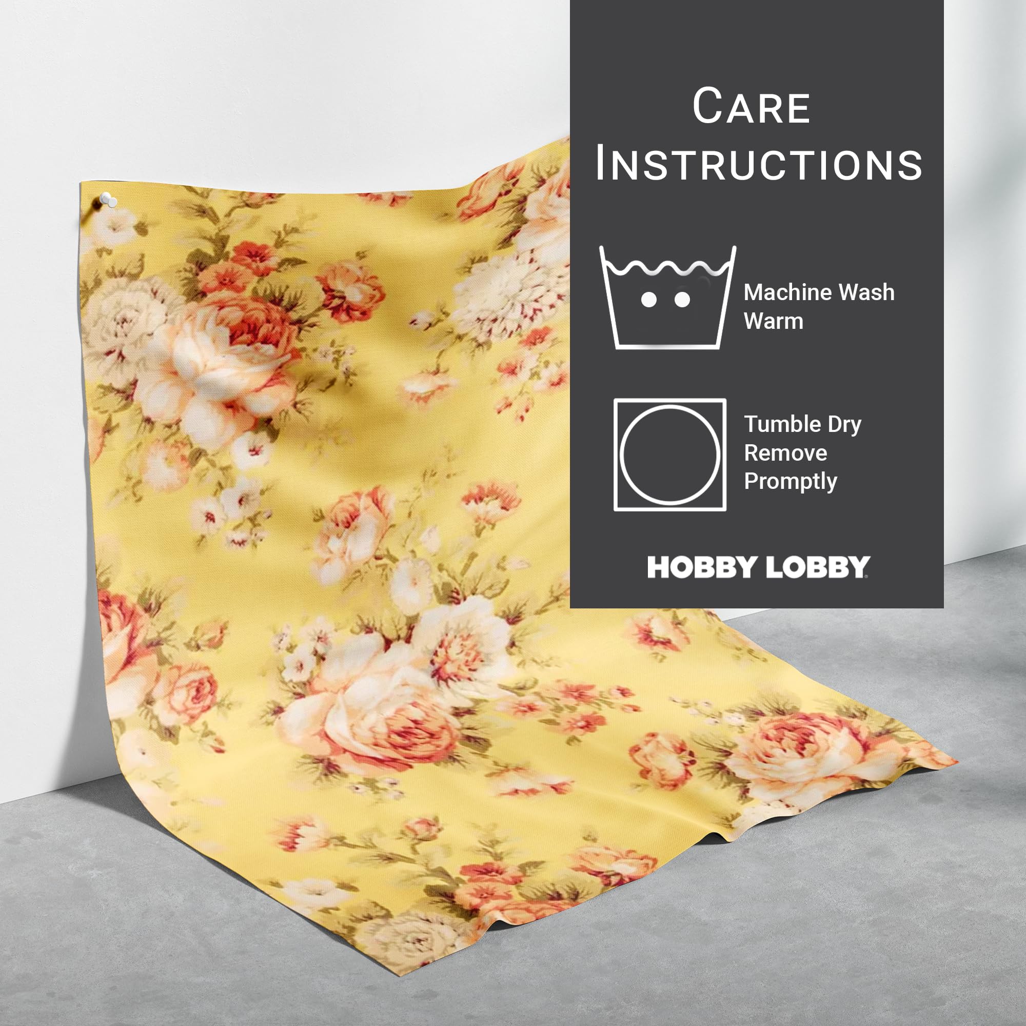 Roses On Yellow Cotton Calico Fabric (1 Yard) – Printed Sewing Fabric by The Yard – Very Lightweight Precut Fabric for Sewing Clothes, Homeware, & Other Accessories – DIY Craft Fabric