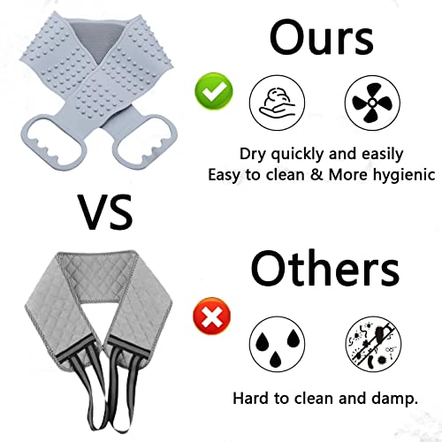 VULORA 2 PCS Silicone Body Back Exfoliating Scrubber for Shower Men Women Silicone Bath Body Brush Deep Clean & Invigorate Your Skin(Grey Pink) (Grey)