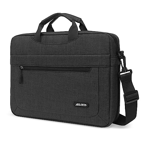 MOSISO Laptop Shoulder Messenger Bag Compatible with MacBook Air/Pro,13-13.3 inch Notebook,Compatible with MacBook Pro 14 2023-2021 A2779 M2 A2442 M1 with Adjustable Depth at Bottom, Black