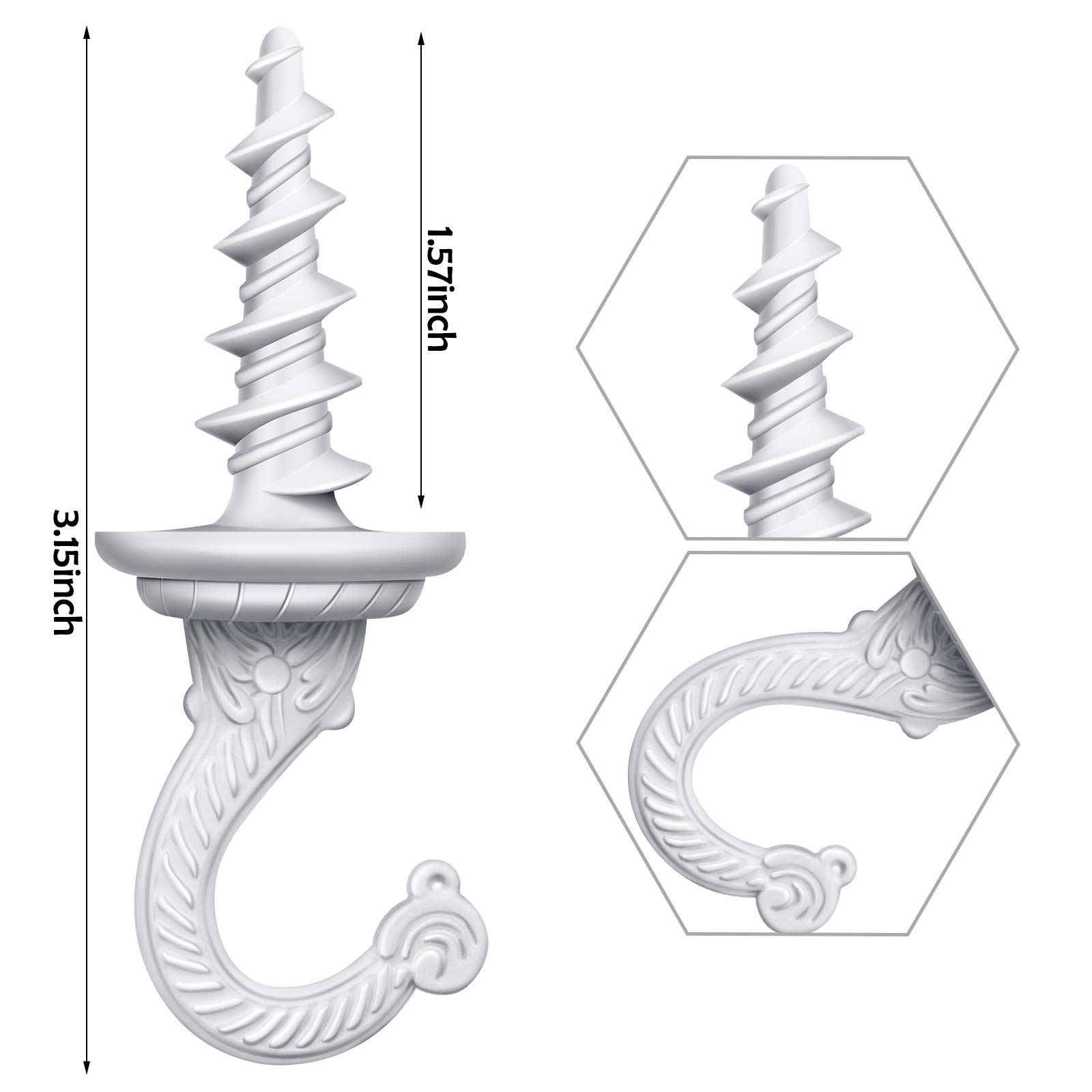 Ripeng Swag Ceiling Hooks Wall Hook Heavy Duty Swag Hook Indoor Outdoor for Hanging Plants Chandelier (White,2 Pieces)