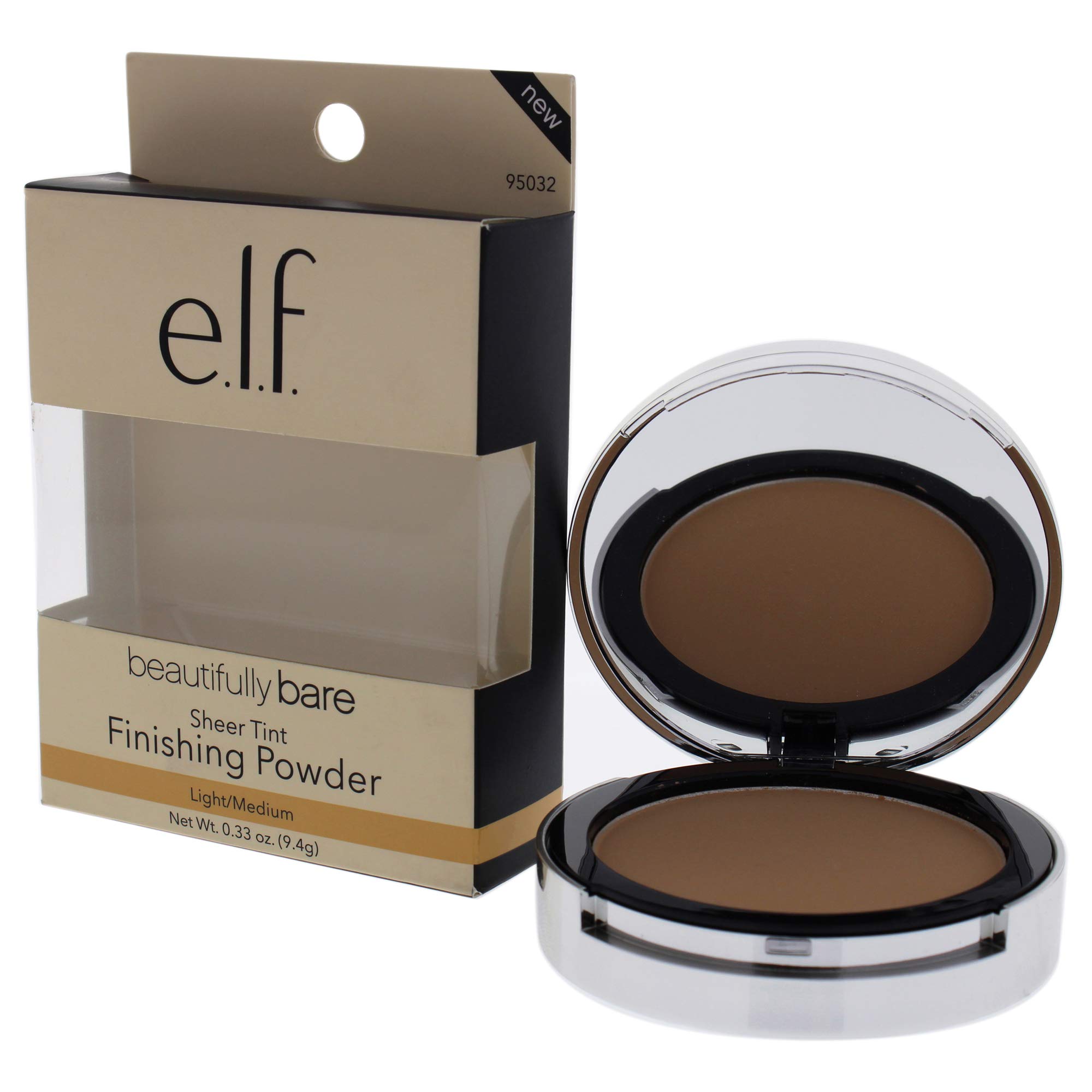 e.l.f. Beautifully Bare Sheer Tint Finishing Powder, Mattifying, Silky, Light Coverage, Long Lasting, Controls Shine, Creates a Flawless Face, All-Day Wear, Light/Medium, 0.33 Oz