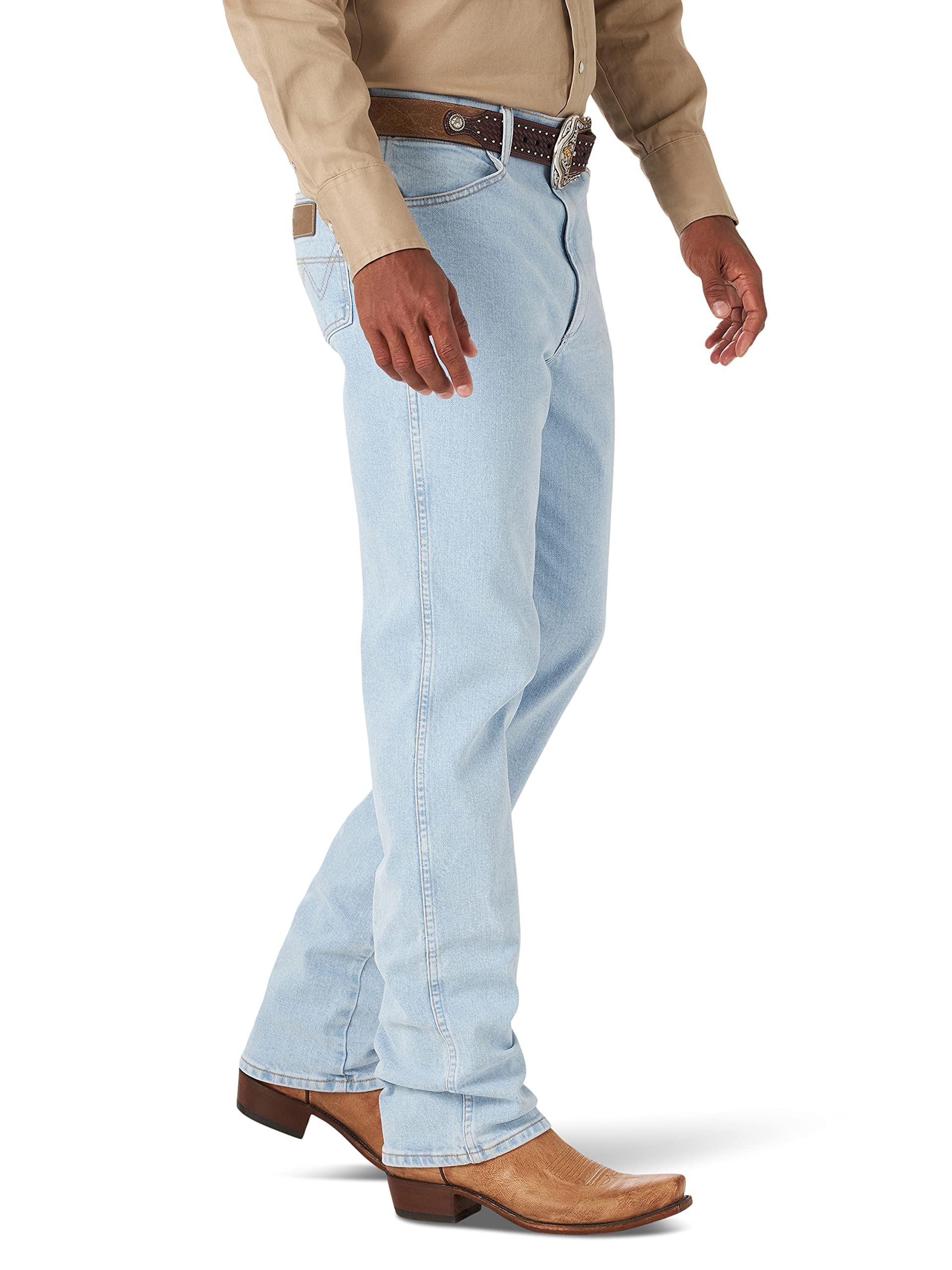 Wrangler mens Cowboy Cut Active Flex Slim Fit Jeans, Bleach, 40W x 30L US