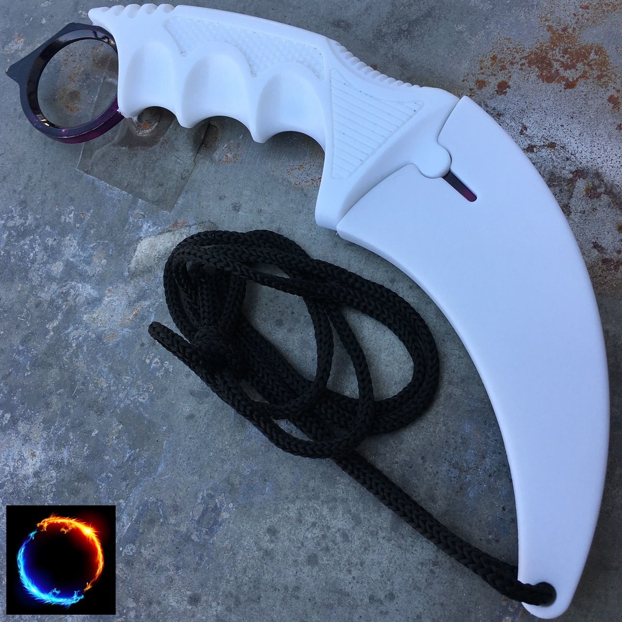 CSGO TACTICAL COMBAT KARAMBIT NECK KNIFE Hunting BOWIE FIXED BLADE GALAXY WHITE (White Handle)
