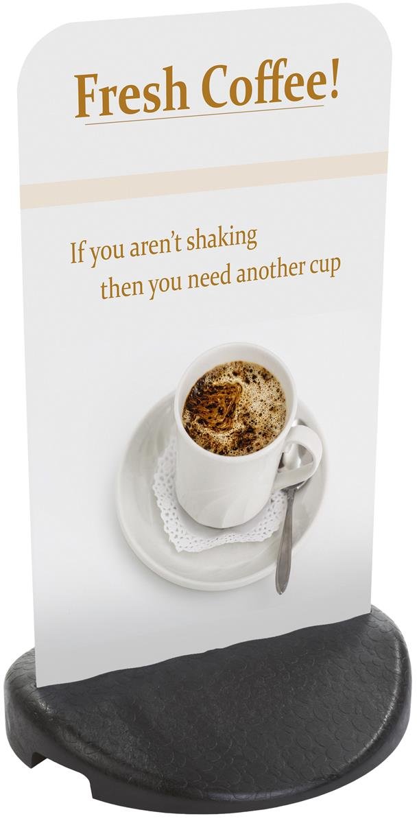 Displays2Go Sidewalk Sign with Weighted Base, Double Sided, Outdoor Rated - White Panel, Black Bottom (ECO1831WN)
