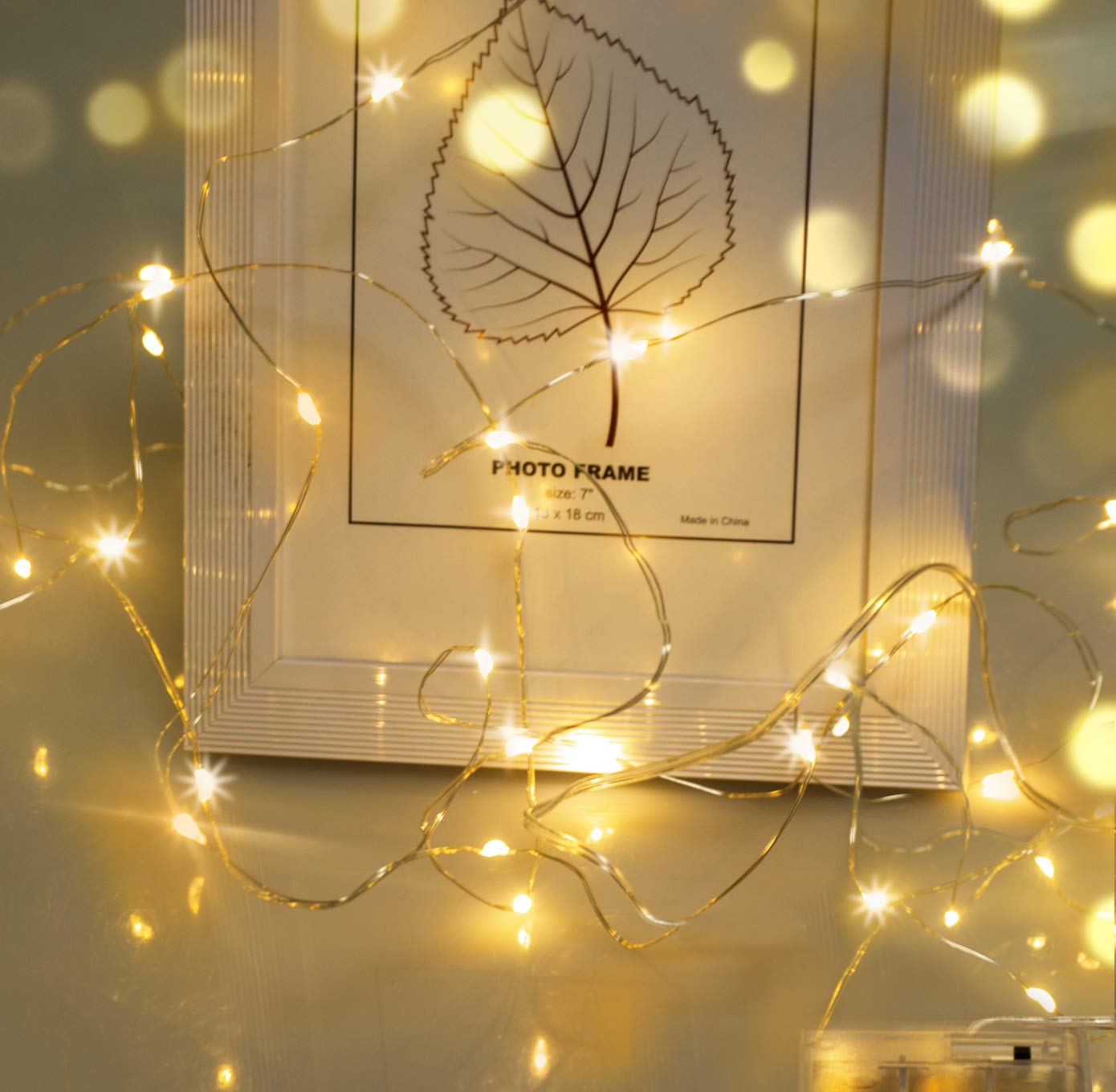 cshare Battery Fairy Lights, Battery Operated String Lights 20 LEDs 2m/6.56ft Copper Wire Light IP65 Waterproof for Christmas Tree Bedroom Gifts Indoor Halloween Decorations(Warm White)