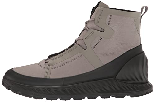 ECCO Men's Exostrike Stealth Mid Hiking Boot, Black/Steel Nubuck, 11-11.5
